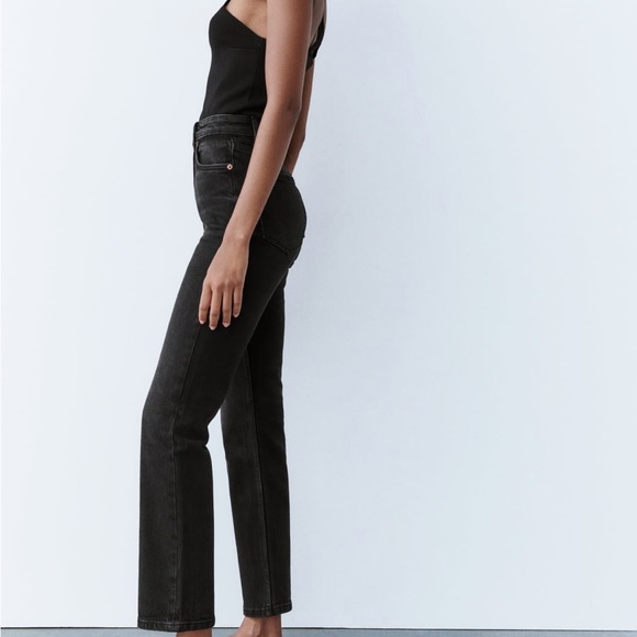 Zara | Jeans | Zara Black High Rise Straight Flair Jeans | Poshmark